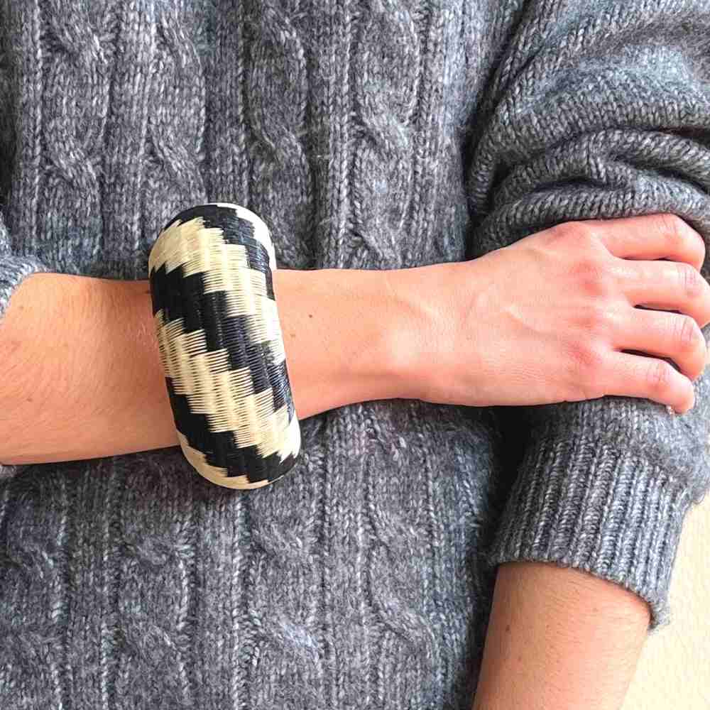 Wide Bracelet Spiral Pattern - Beautiful Statement bangle | IndieArt