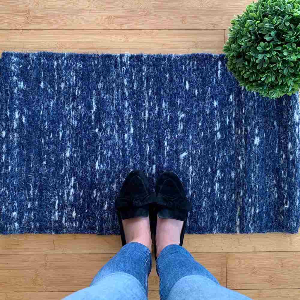 Blue Hues Indoor DoorMat - Small Colorful Sisal Rug | CoffeeRugs